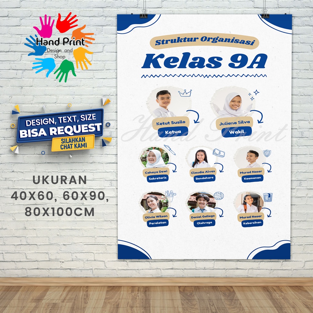Jual Spanduk Banner MMT Struktur Organisasi Kelas Susunan Pengurus ...
