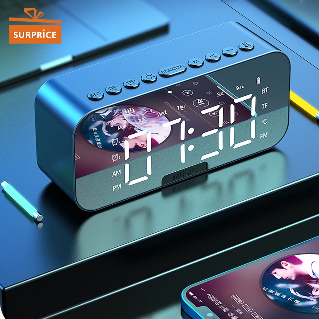 Jual Surprice Jam Weker Speaker Bluetooth Digital / Jam Alarm Speaker Radio | Shopee Indonesia