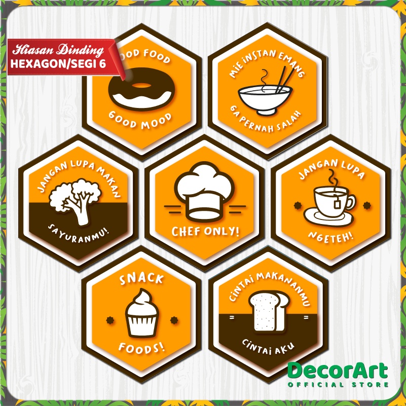 Jual DecorArt - Dekorasi Dinding Segi 6 Hexagonal Tema Dapur Kitchen ...