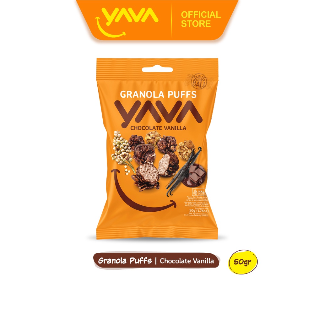 Jual YAVA Granola Puffs Chocolate Vanilla 50g | Shopee Indonesia