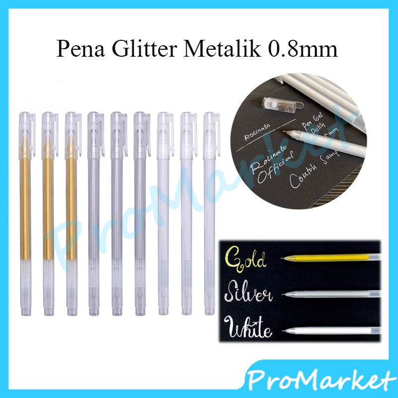 Jual Pena Glitter Metalik 0.8mm Pulpen Ballpoint Craftwork Scrapbook ...
