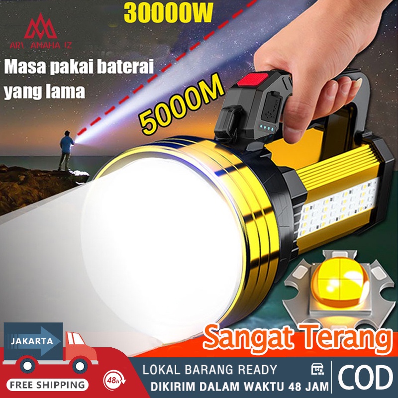 Jual Senter LED Super Terang Jarak Jauh Senter Camping Jumbo Multifungsi Waterproof Power 8000 ...
