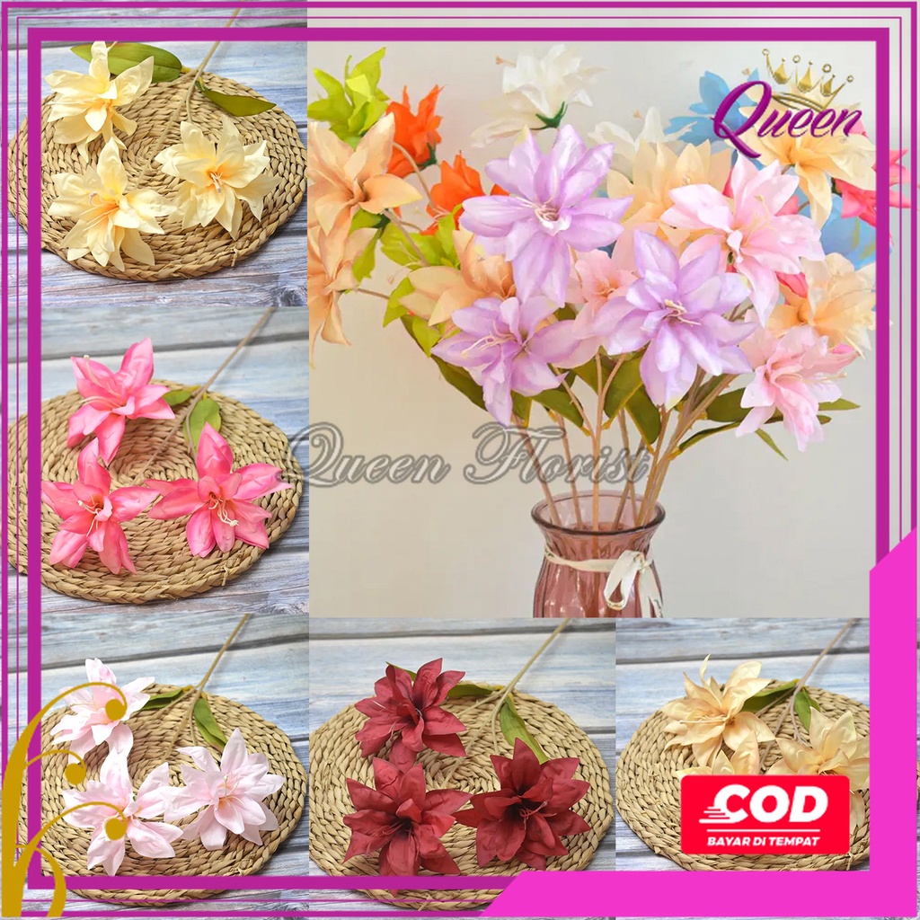 Jual Lily Tangkai Panjang Cabang 3 Bunga Star Magnolia Kamboja Lily ...
