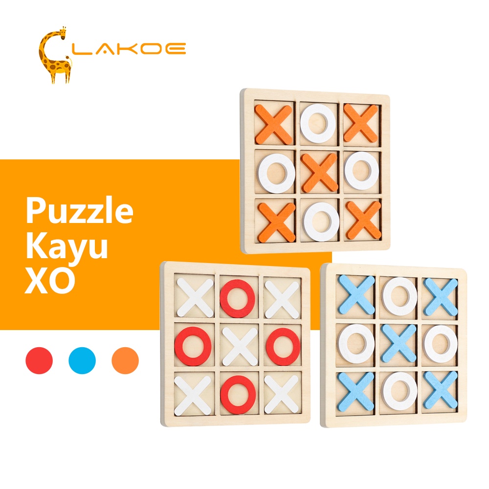 Jual LAKOEOFFICIALMALL Puzzle Kayu XO Mainan Edukasi Tic Tac Toe Board ...