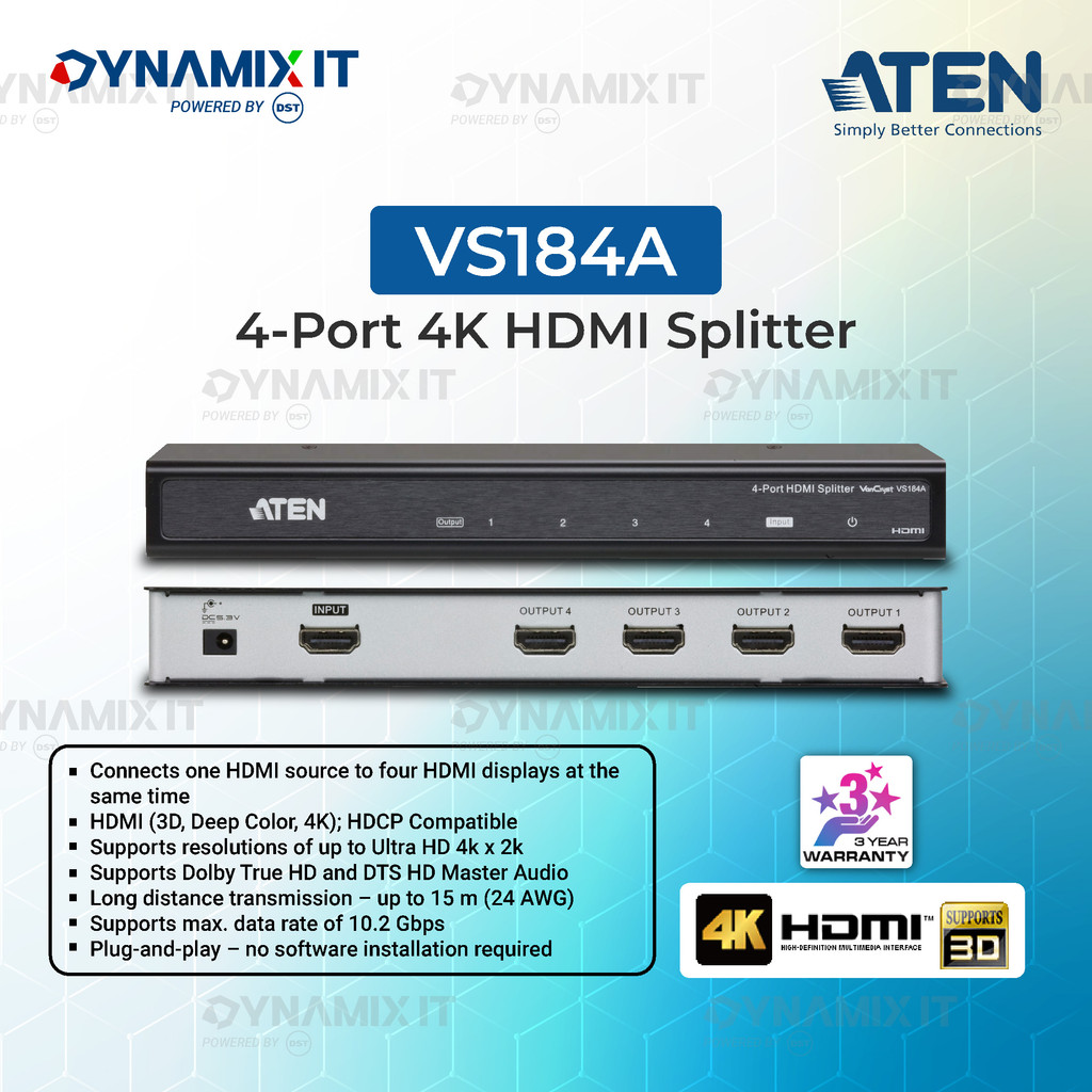 Jual Aten VS184A 4 Port HDMI Splitter | Shopee Indonesia
