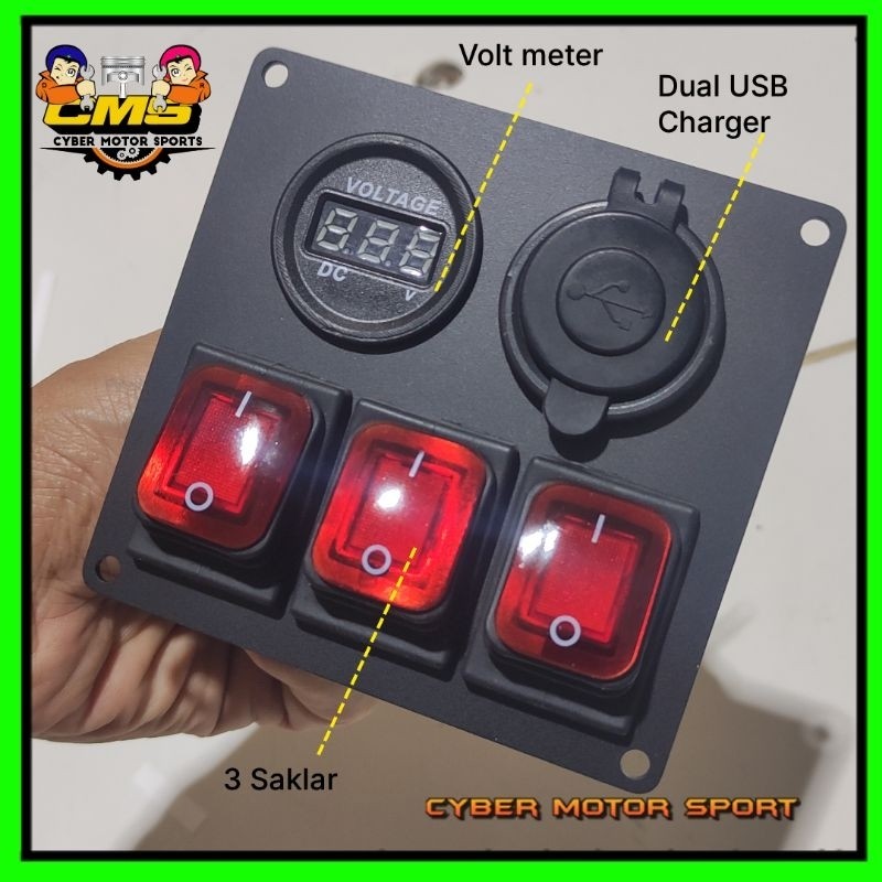 Jual Saklar panel dashboard mobil 12v 24v universal. panel dashboard ...