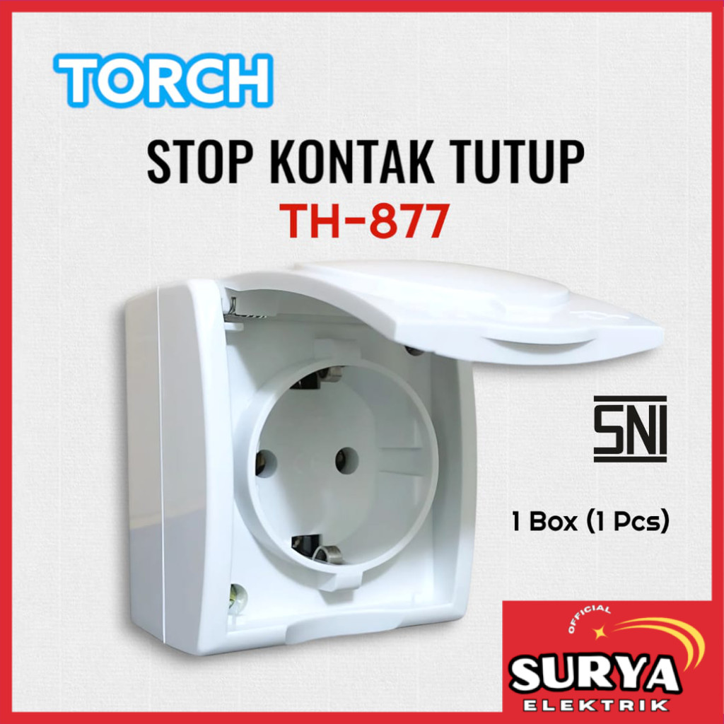 Jual Stop Kontak Tutup TORCH TH-877 OB Outbow 16A Pengaman Tempel Luar ...