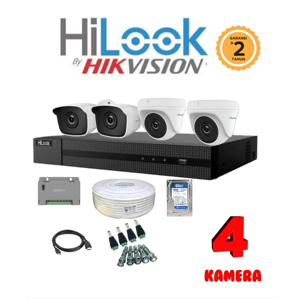 Jual PAKET KAMERA CCTV HILOOK 4 CHANNEL LENGKAP SIAP PASANG HARGA TERMURAH | Shopee Indonesia