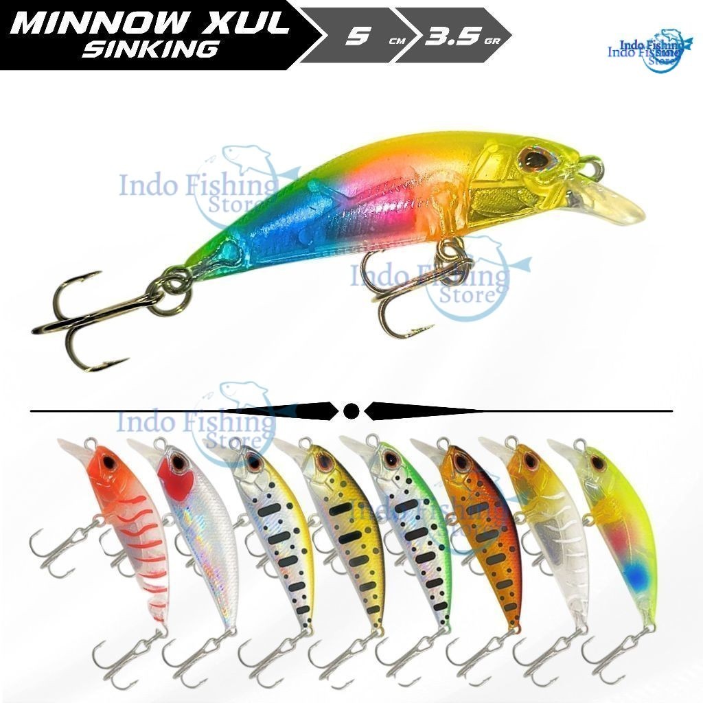 Jual Umpan Mancing Minnow XUL Sinking Extra Ultra Light 5cm 3.5gr Ikan Kecil Lidah Pendek ...