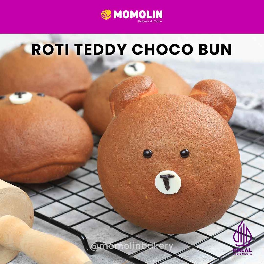 Jual Momolin Bakery - Teddy Choco Bun - Sweet Character Bun - Roti ...