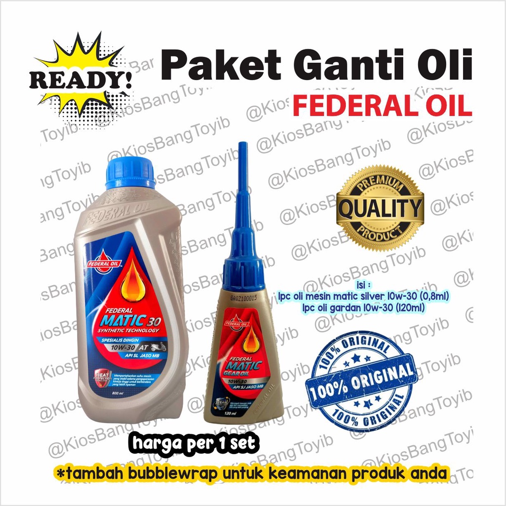 Jual Paket Ganti Oli Matic FEDERAL Silver 10W-30 800mL+Gardan 10w-30 ...