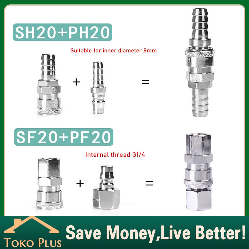 Jual 【SF20+PF20/PH20+SH20】Set Quick Coupler SAMBUNGAN SELANG Kompresor Type 20 | Shopee Indonesia