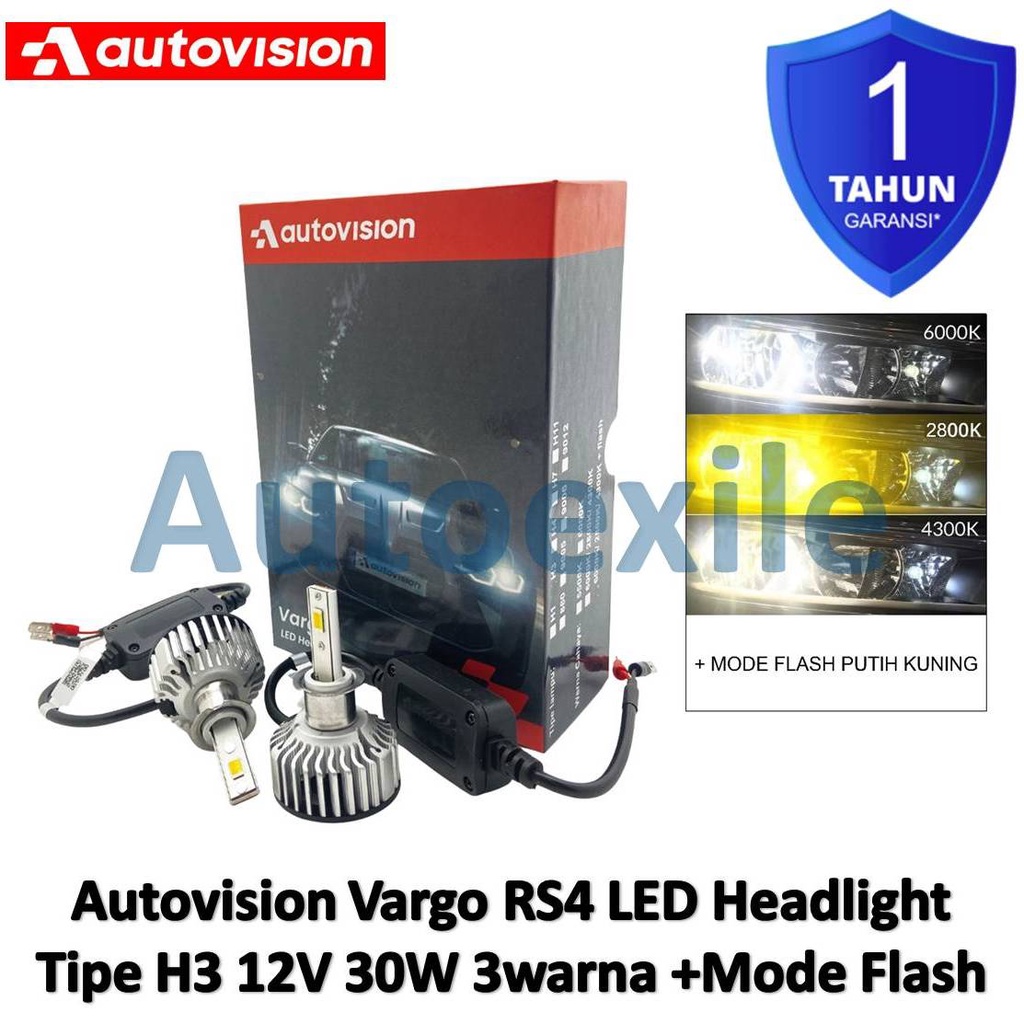Jual Autovision Vargo RS4 LED H3 3Warna 6000K 2800K 4300K Mode Flash ...