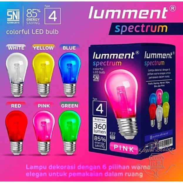 Jual Lampu LED Lumment Spectrum 4Watt Warna Putih, Kuning, Biru, Merah ...