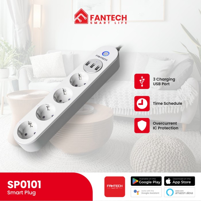Jual FANTECH Smart Life Power Strip Colokan Stop Kontak Wifi - SPS0101 | Shopee Indonesia