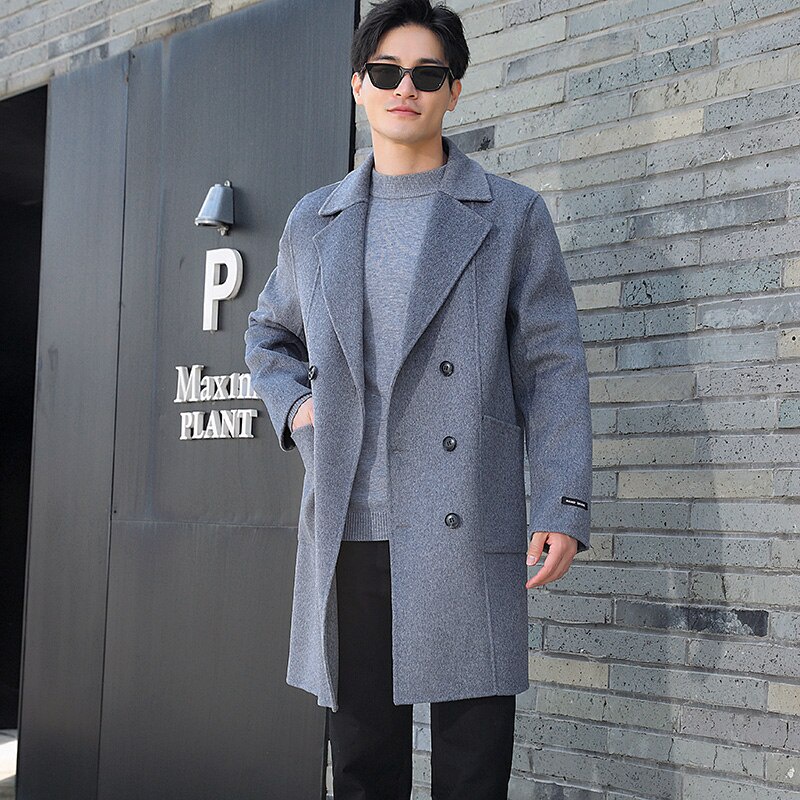 Jual jaket jas blazer jubah panjang pria/long coat pria korea hitam M ...