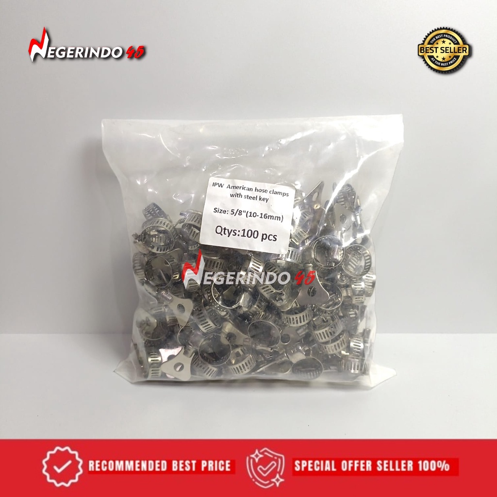 Jual 100 PCS STAINLESS KLEM KUPING BESI 1/2 5/8 3/4 7/8 1" KLEM SELANG ...