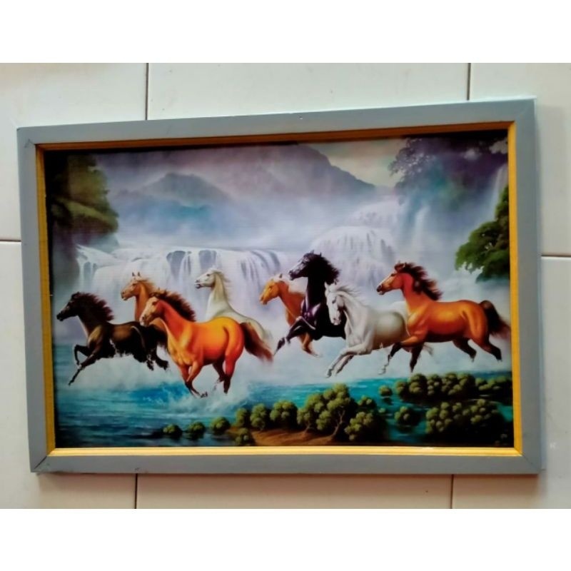 Jual hiasan dinding lukisan cetak kuda plus Bingkai ukuran 85x55 ...