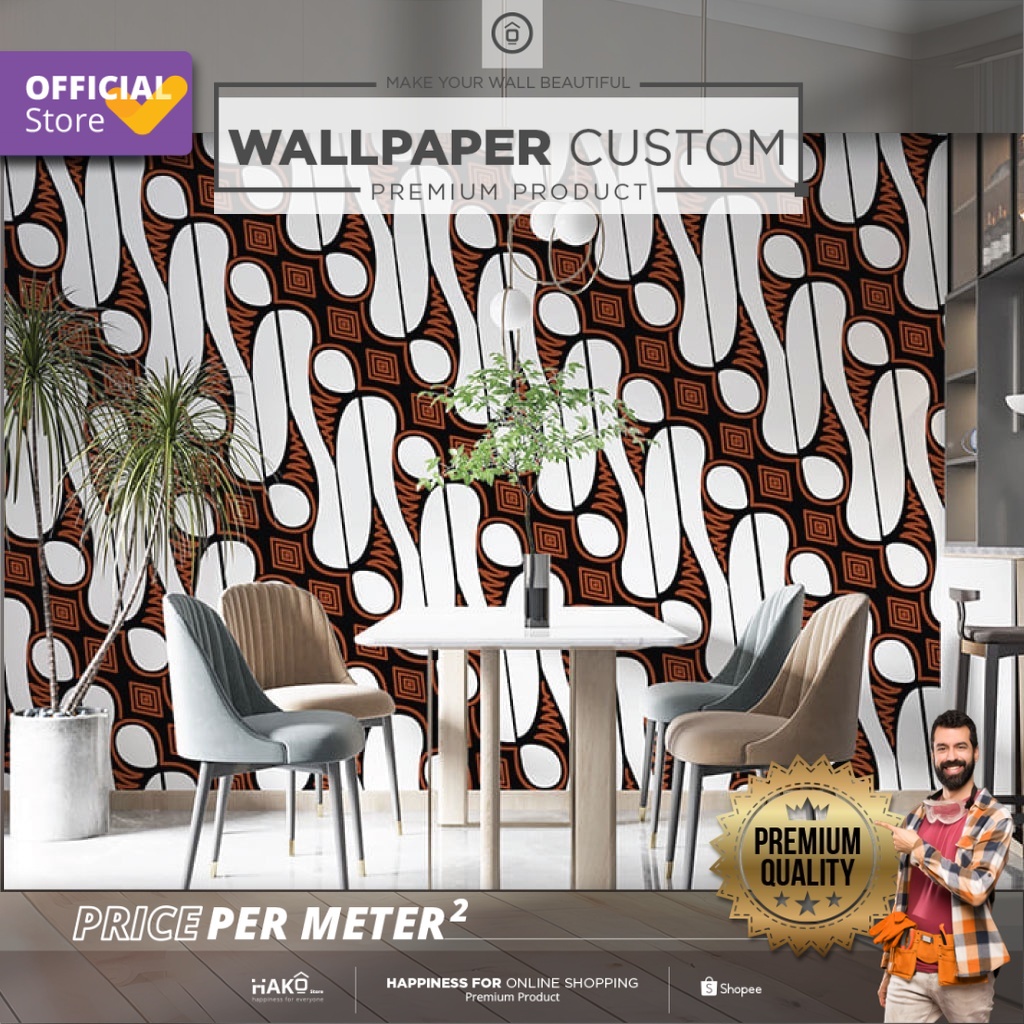 Jual Wallpaper Custom Ruang Makan | Gambar Motif Batik dan Etnik 6.2 ...