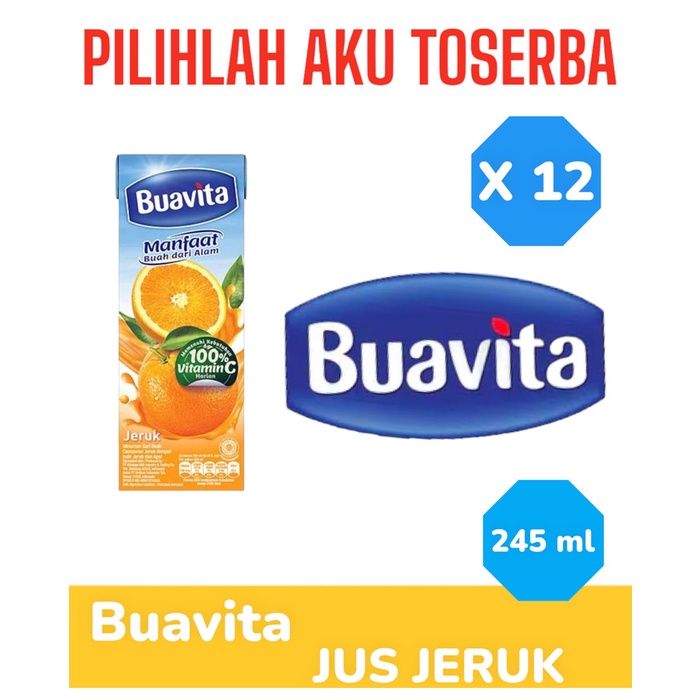 Jual BUAVITA ORANGE Jus Jeruk 245 ml - ( HARGA 12 pcs ) | Shopee Indonesia