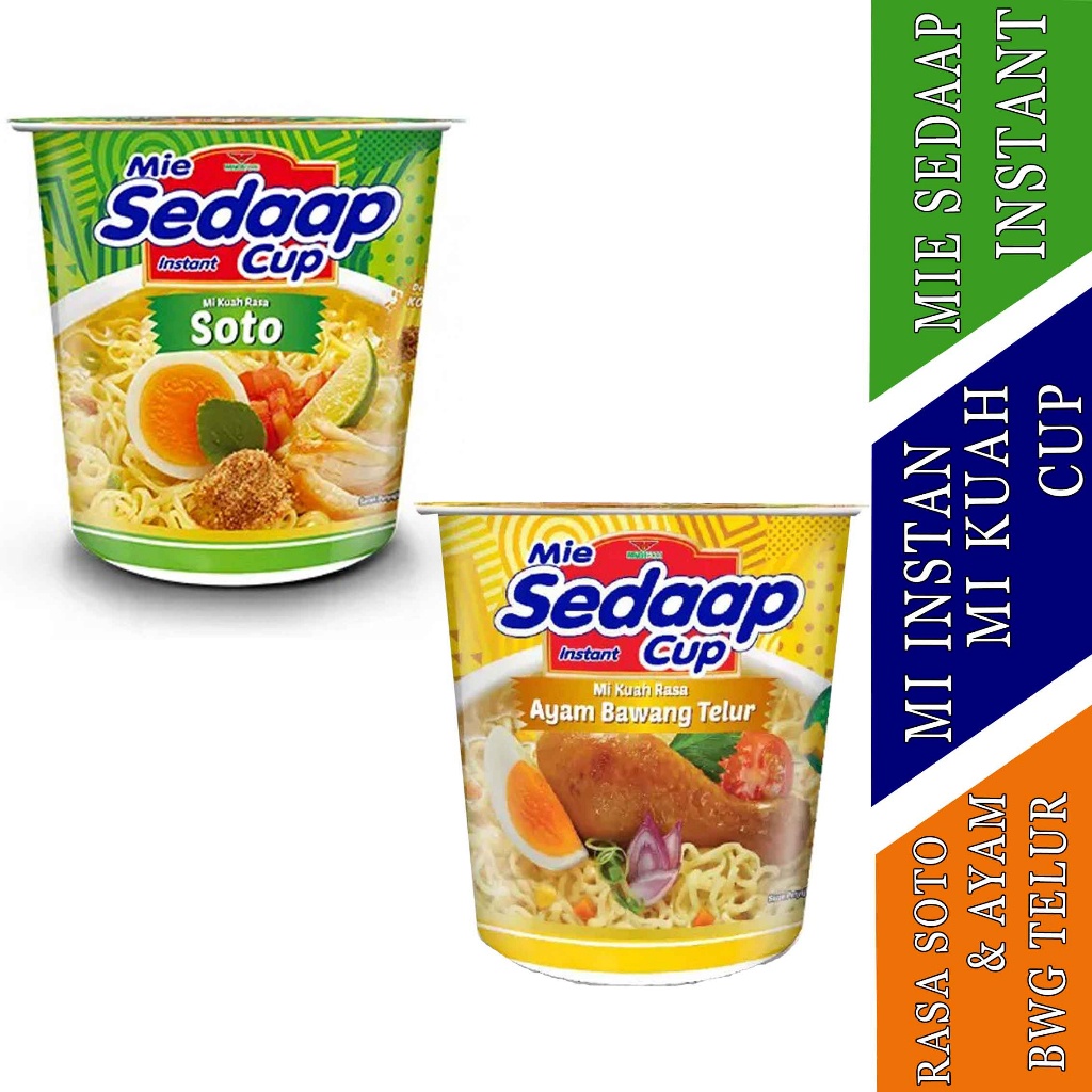Jual MIE SEDAAP CUP - AYAM BAWANG TELUR 77g- KUAH SOTO 81g | Shopee Indonesia