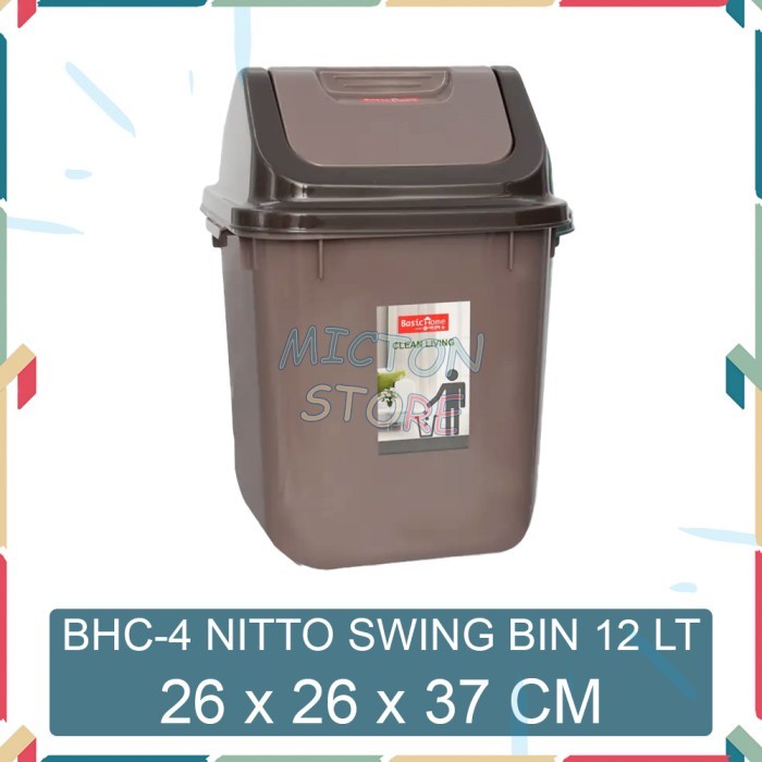 Jual MICTON Lion Star Basic Home BHC-4 Nitto Swing Bin 12L Tong Sampah | Shopee Indonesia