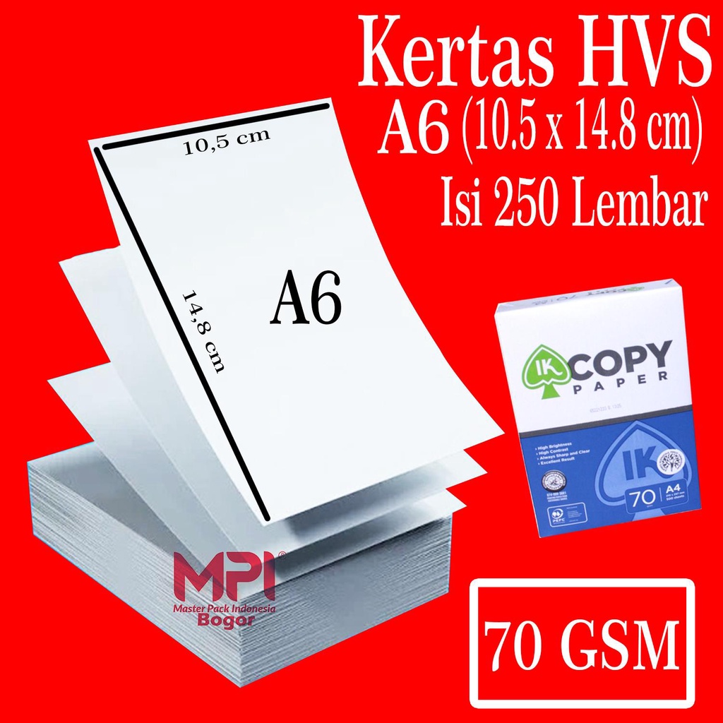 Jual Kertas HVS A6 ( 10.5 x 14.8 cm ) 70 Gsm / Kertas Untuk Print Resi ...