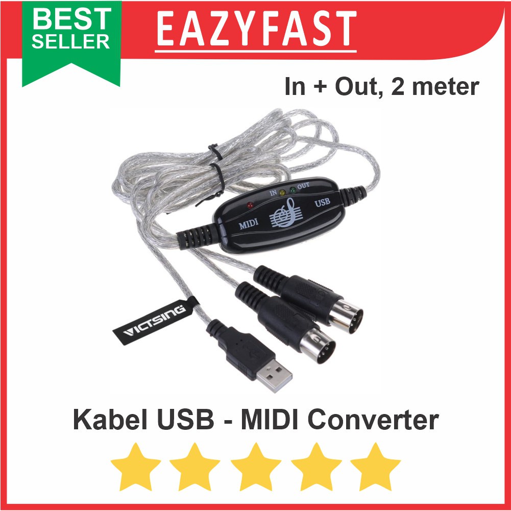 Jual Kabel USB to MIDI Converter Adapter Keyboard Controller Soundcard ...