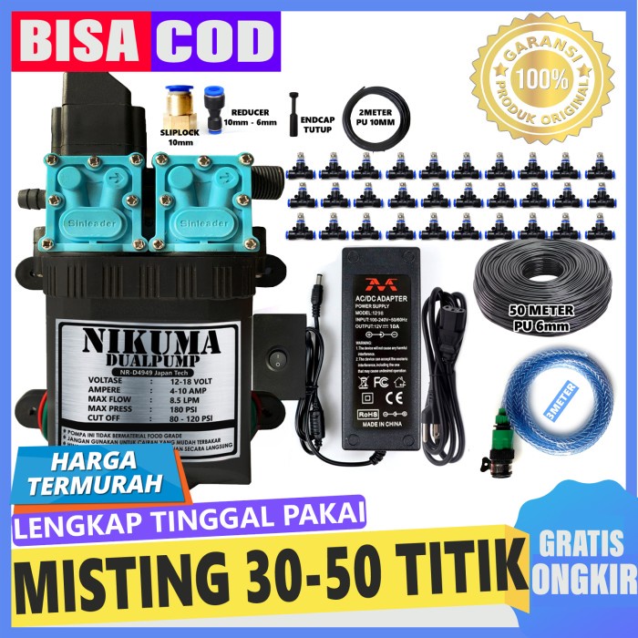 Jual PAKET MISTING MISTING KABUT HALUS NOZZLE SLIP LOCK - NIKUMA ...