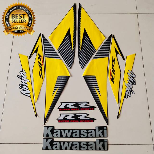 Jual striping kawasaki ninja rr list body standar 2014 kuning hitam ...