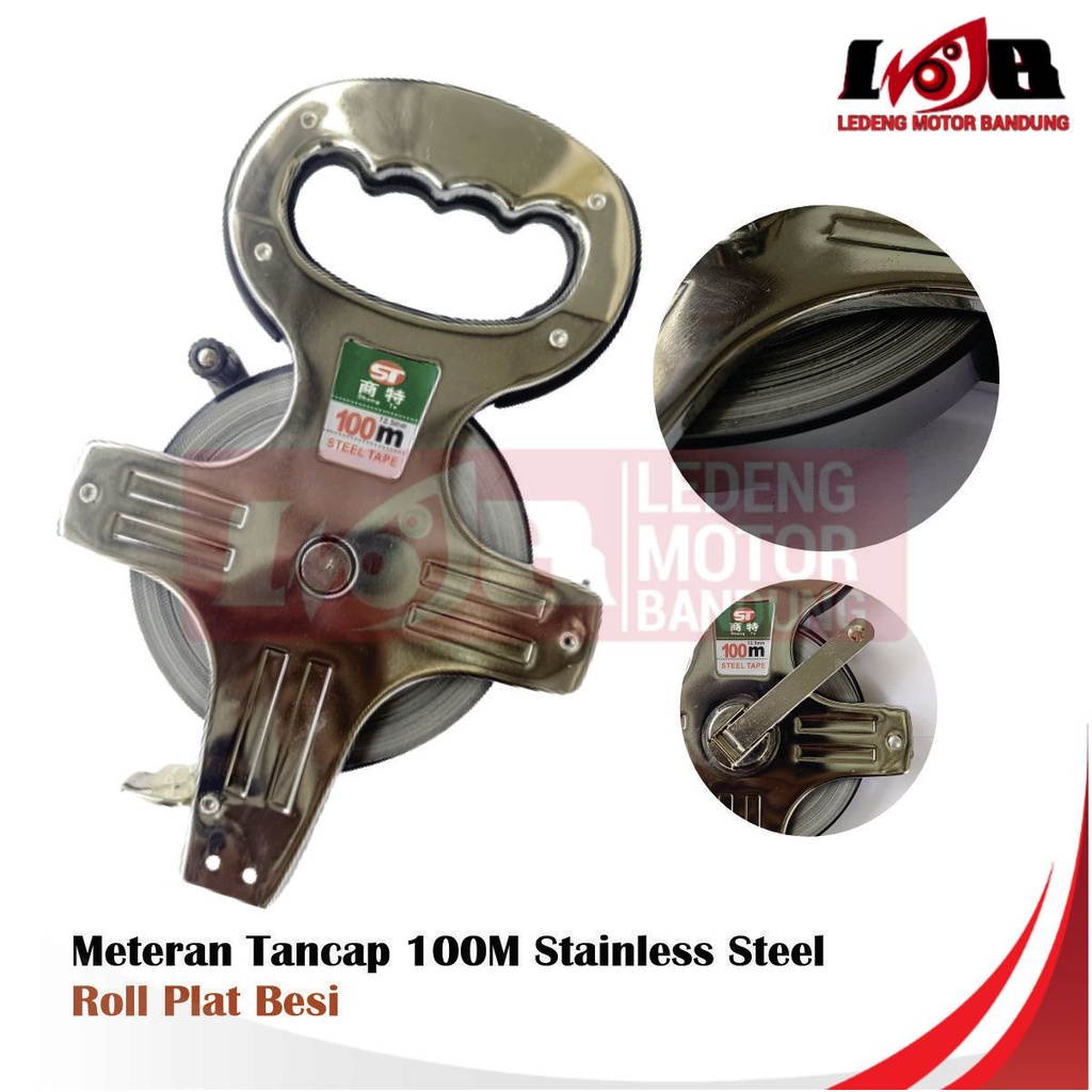 Jual Meteran Tancap Tanah 100m Stainless Roll Alat Mengukur Jalan Besi ...