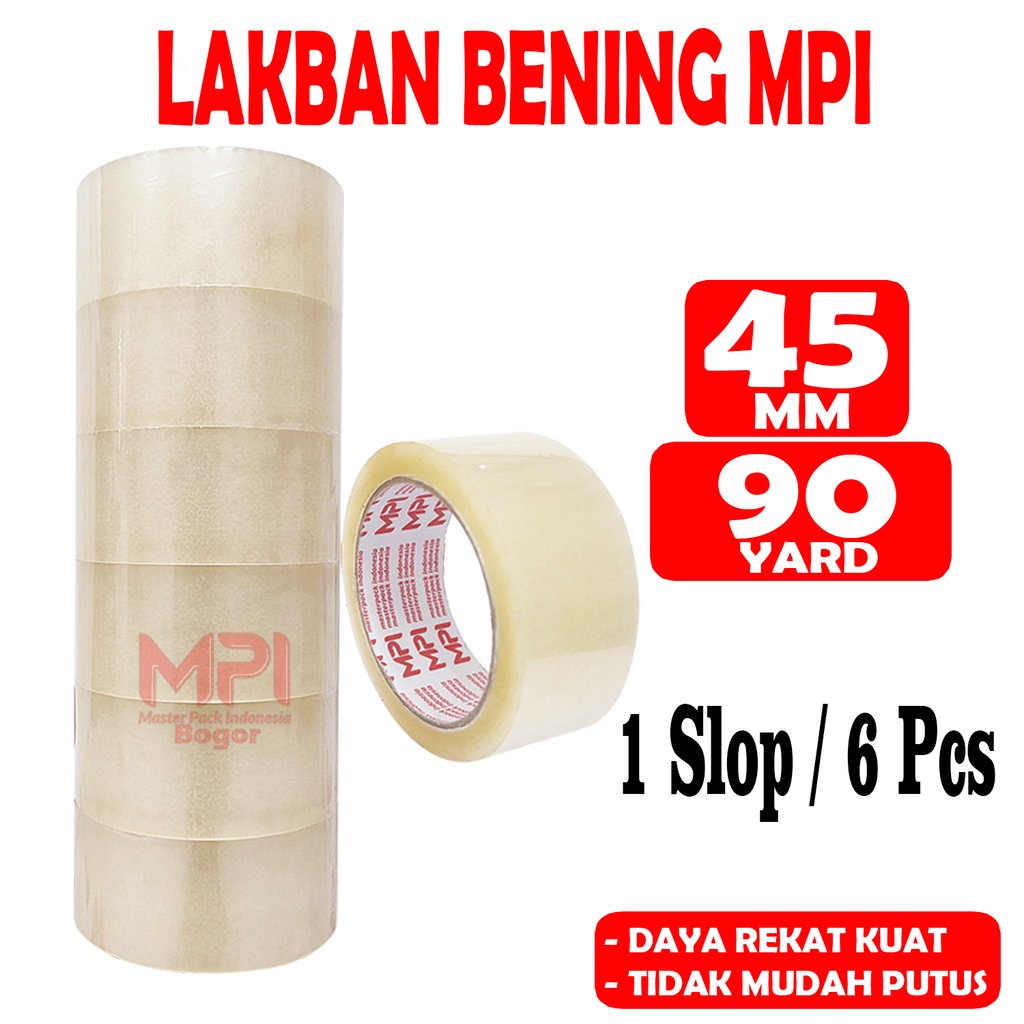 Jual 6 PCS - Lakban Bening MPI 45 mm x 90 Yard Bc / Lakban Untuk ...