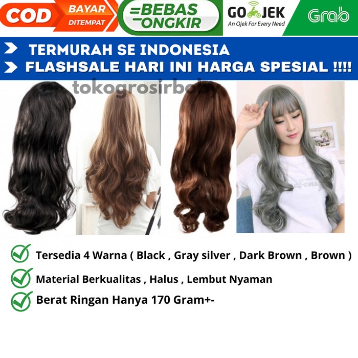 Jual Wig Rambut Palsu Wanita 65 Cm Bahan Fiber Model Lurus Dan ...