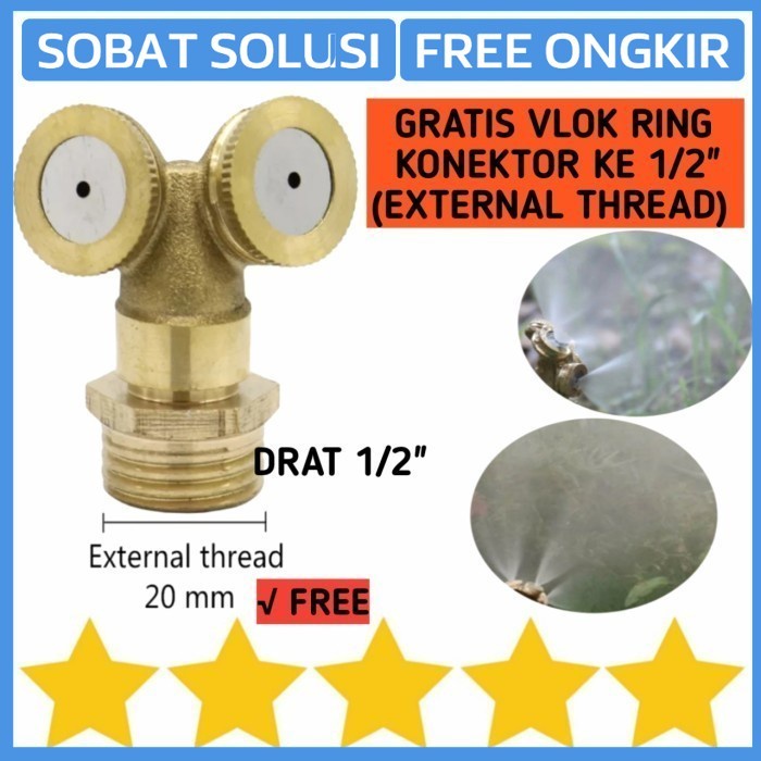 Jual SPRINKLER 2 WAY MIST NOZZLE HEAD SPRAYER KUNINGAN ALAT SIRAM 2 ...