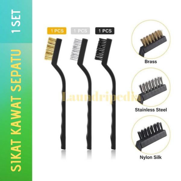 Jual Sikat Kawat Sepatu 3 In 1/Sikat Kuningan Baja Nylon | Shopee Indonesia
