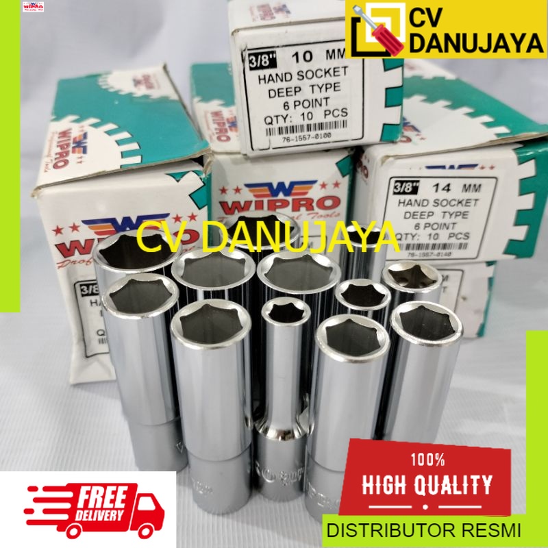 Jual WIPRO DEEP SOCK 3/8" 6PT LONG VARIAN SIZE 8-19MM || MATA KUNCI SOK 3/8 PANJANG SEGI 6 WIPRO ...