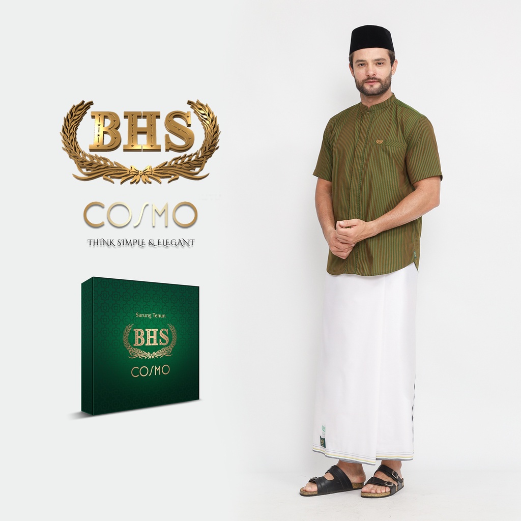 Jual Sarung BHS Cosmo Gold Warna Putih Polos | Shopee Indonesia