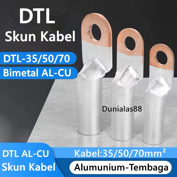 Jual 5PCS Skun DTL Kabel Lug Bimetal AL-CU DTL-35 DTL-50 DTL-70 35mm ...