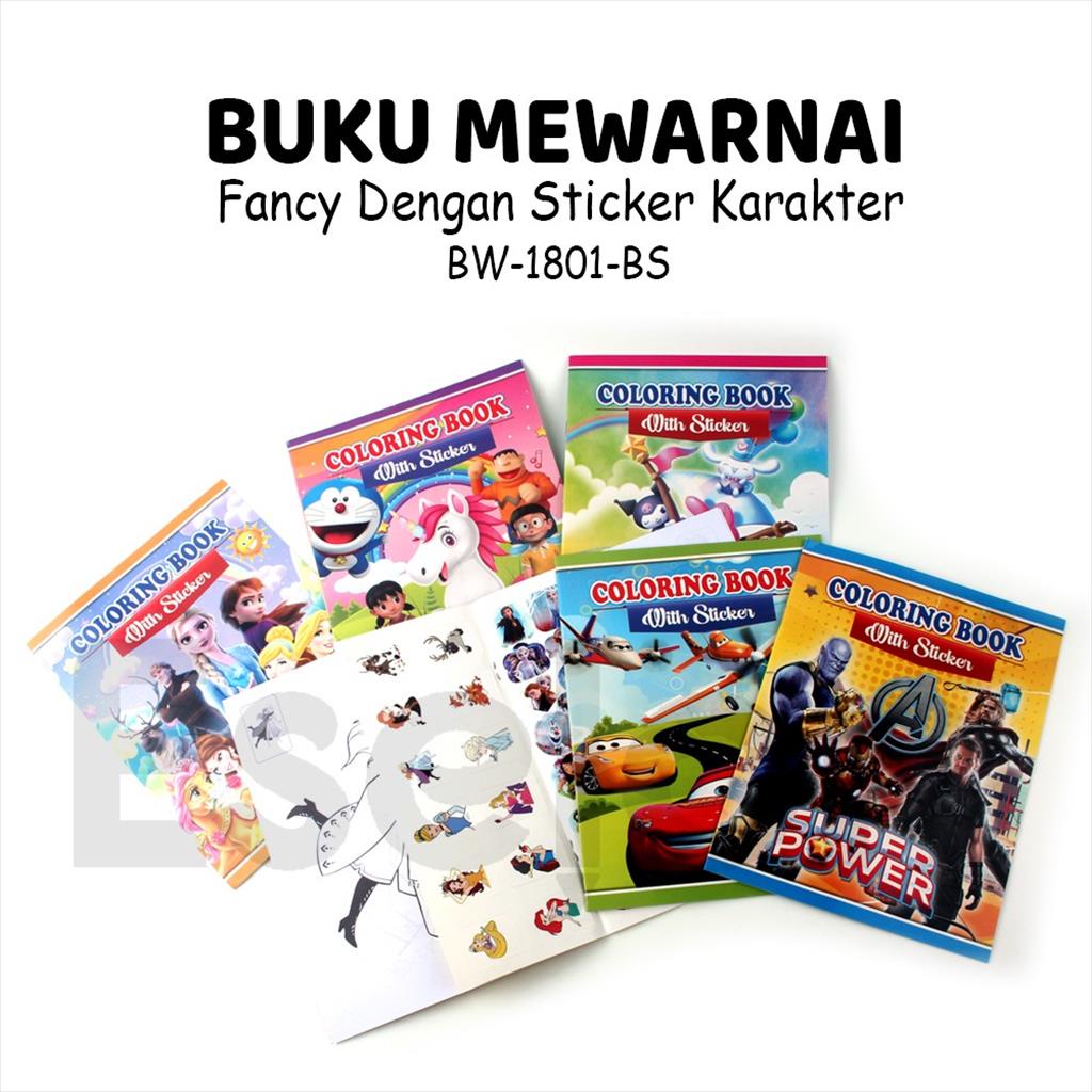 Jual Buku mewarnai+STICKER KARAKTER / buku mewarnai 1801BS | Shopee ...