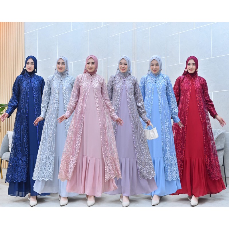Jual SK Gamis Rompi Tulle Spider Mewah / Gamis Pesta Modern / Dress ...
