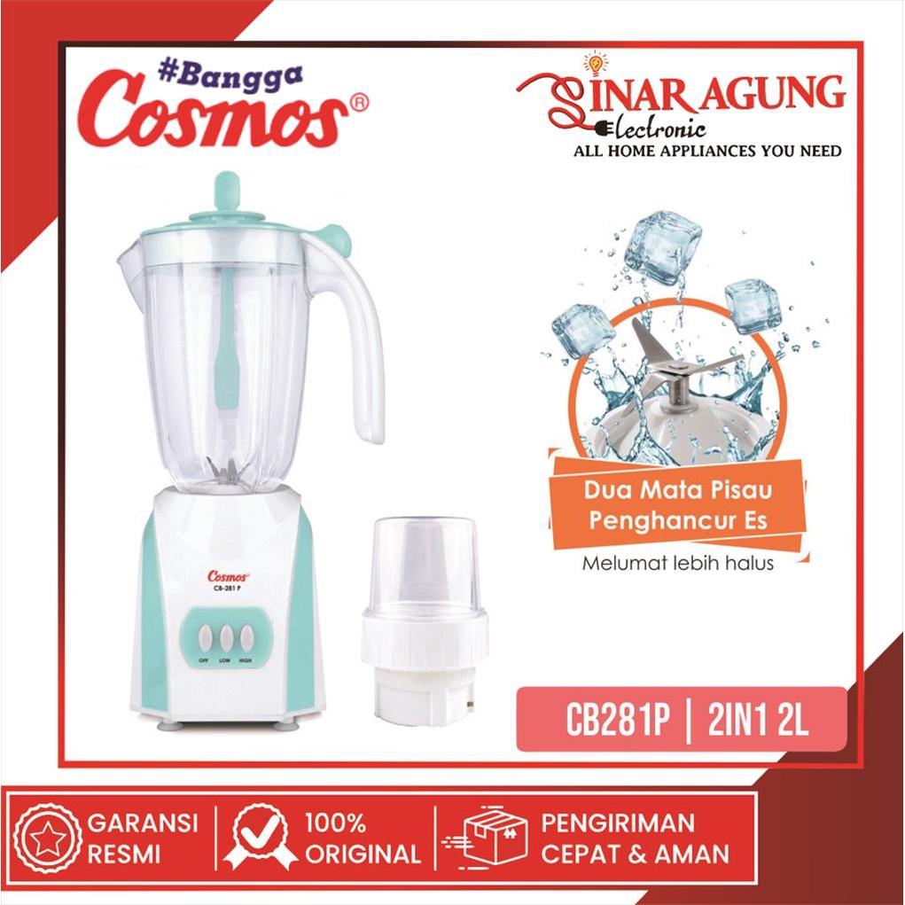 Jual [COD] COSMOS BLENDER CB281P / CB-281P / CB 281P (PLASTIK / 2 LITER) GARANSI RESMI | Shopee ...