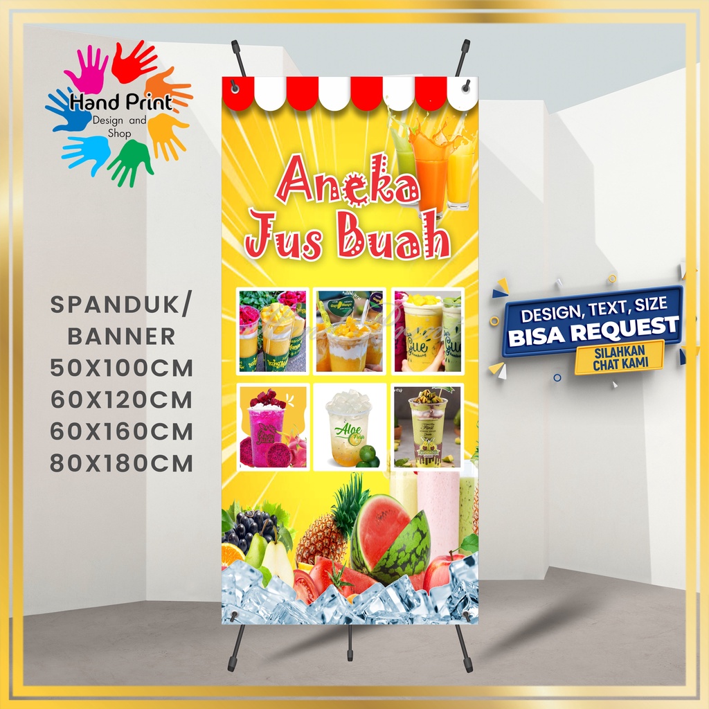 Jual Cetak SPANDUK / BANNER MMT Minuman Jus Buah Pop Ice Milkshake ...