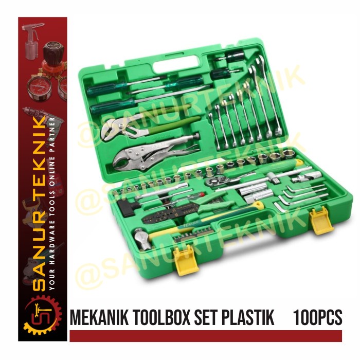 Jual TEKIRO Mekanik Toolbox Set Mechanic Tool Set PLASTIK 100 pcs ...
