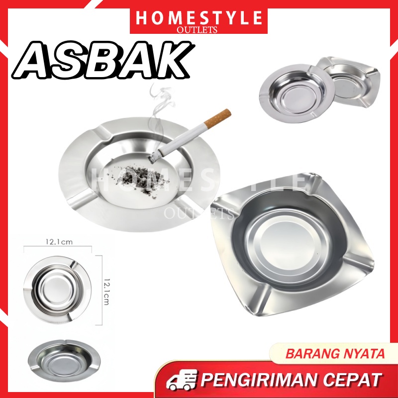 Jual Asbak Murah/Asbak Rokok Stainless Bentuk Kotak Dan Bulat/Bulat ...