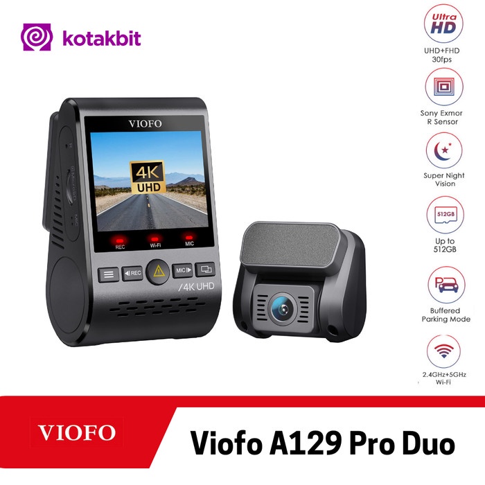 Jual Viofo A129 Pro Duo 4K Front + Full HD 1080P Rear WiFi GPS Dashcam ...