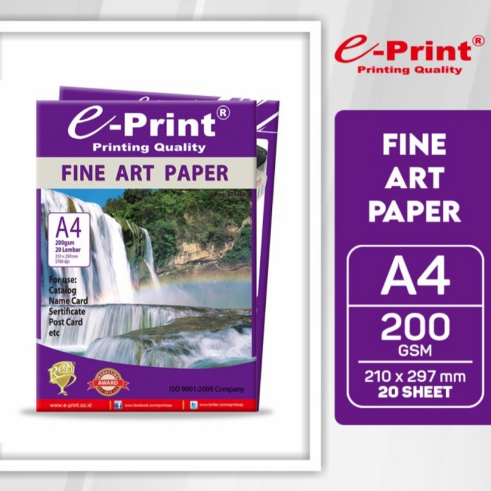 Jual Kertas Foto E-Print Fine Art Paper A4 200gsm 20s | Shopee Indonesia