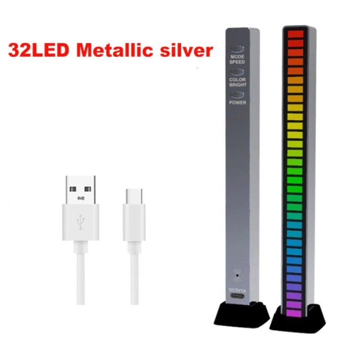 Jual Lampu Led RGB Bar Strip Sound Rhythm Light Usb Rechargeable 32led ...