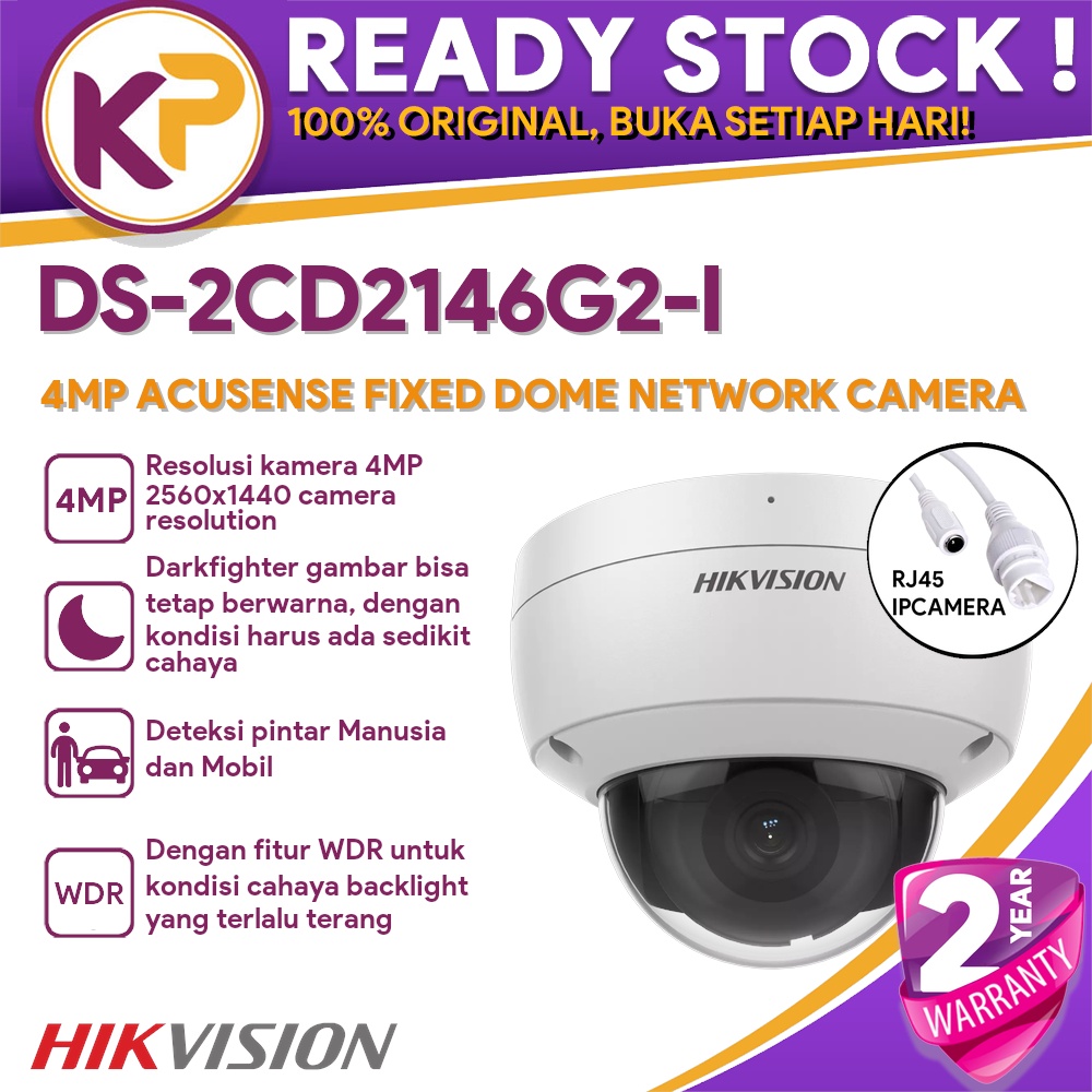 Jual HIKVISION DS-2CD2146G2-I 4MP ACUSENSE DARKFIGHTER FIXED DOME IP CAMERA | Shopee Indonesia