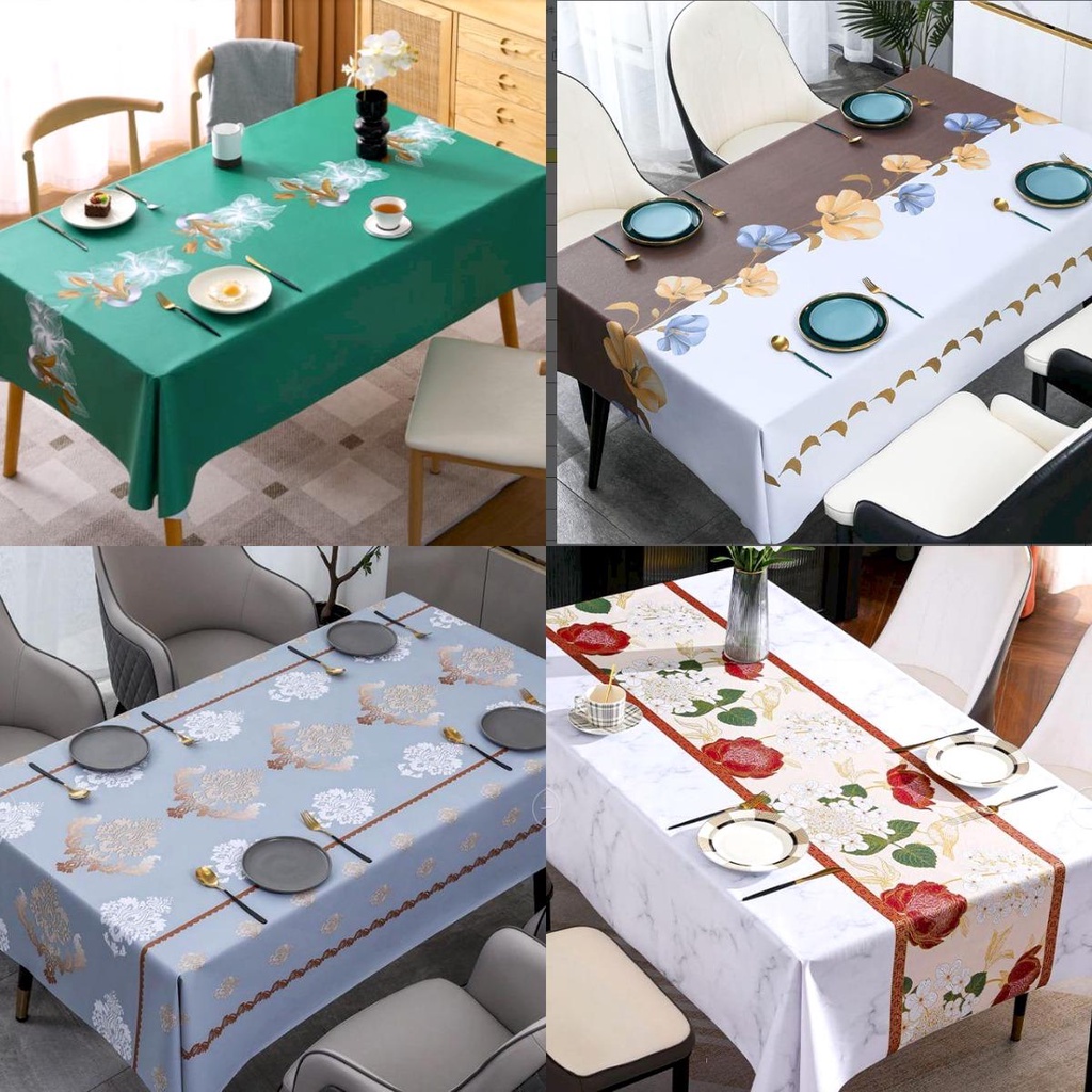 Jual Taplak Meja Makan Premium PVC Tablecloth Aesthetic Elegant ...