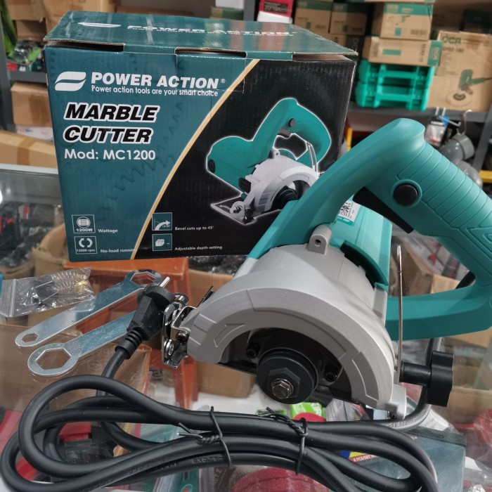Jual Mesin potong keramik kayu 4 inch POWER ACTION MC1200 marble cutter ...